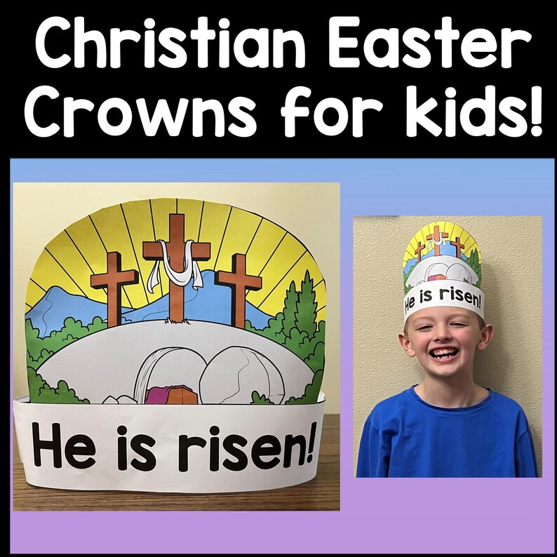Christian Easter Crowns for Kids With 6 Religious Easter Sayings {color ...