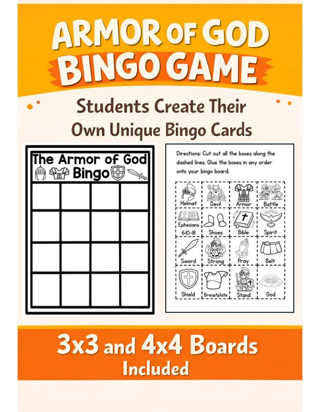 Armor of God Printable Game Bingo {3x3 and 4x4 Bingo Boards!} Armor of ...