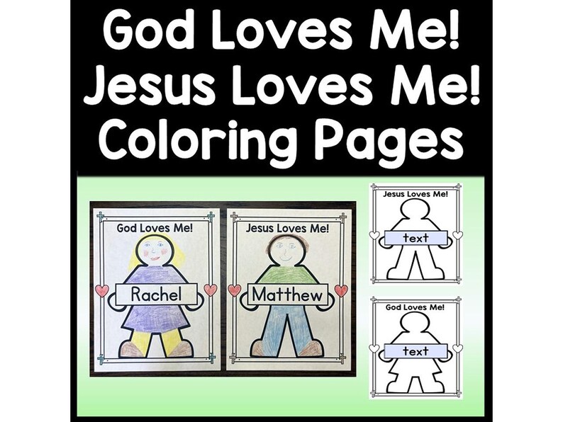 ¡Dios me ama! Dibujos para colorear con cuadros de texto editables ...
