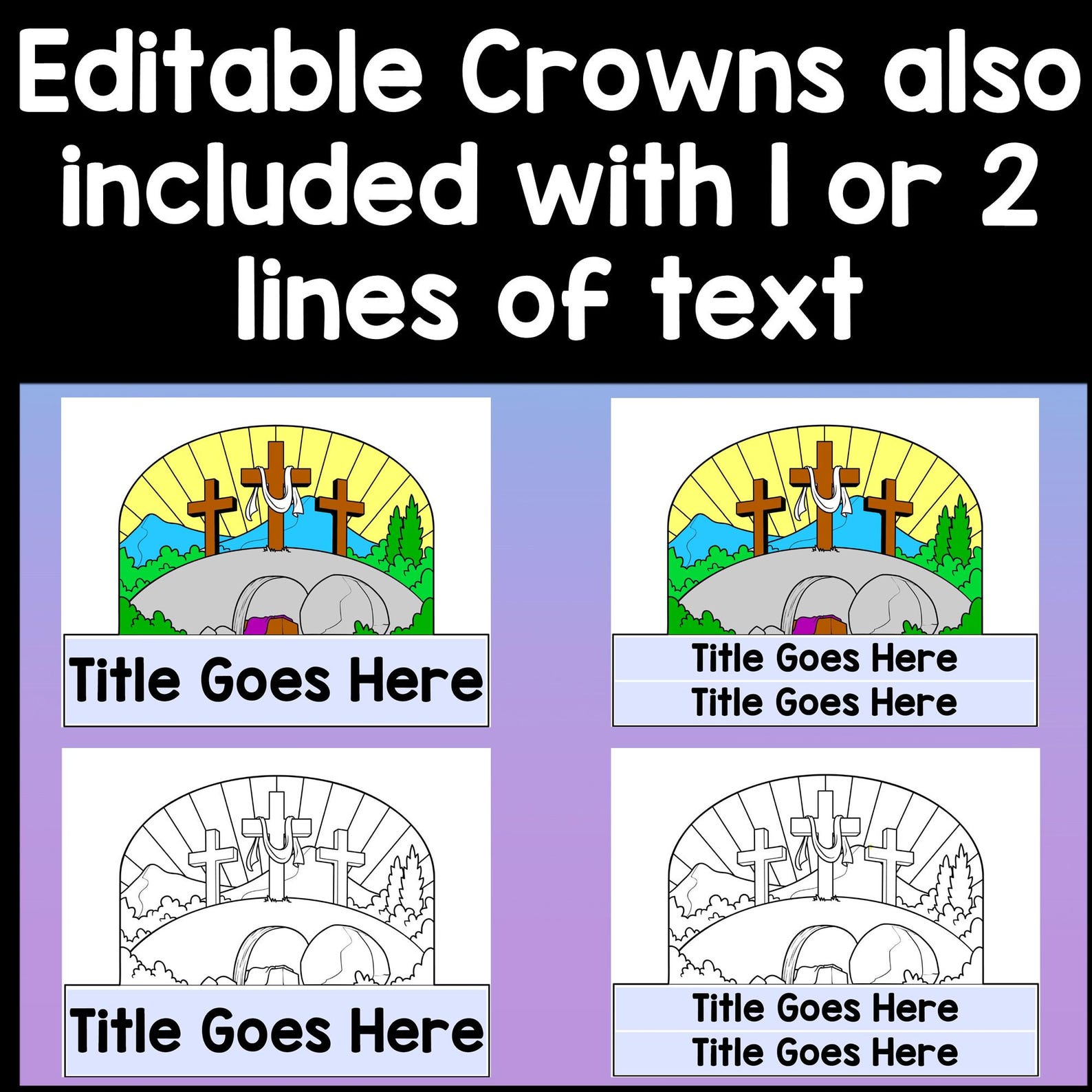 Christian Easter Crowns for Kids With 6 Religious Easter Sayings {color ...