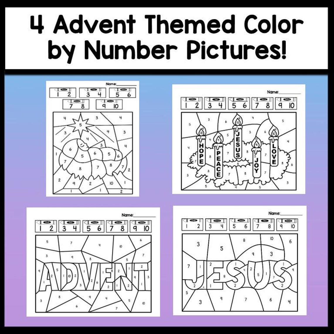 Advent Coloring Page, Avent Craft for Kids, Color by Number {4 Pictures ...