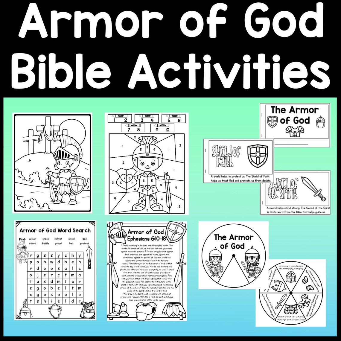 Armor of God Printables {coloring Page, Craft, Story Book!} Bible Verse ...