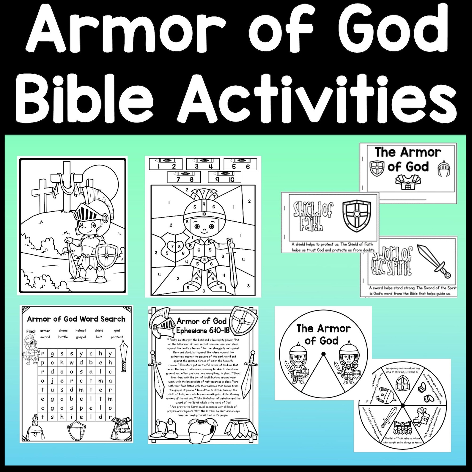 Armor of God Printables {coloring Page, Craft, Story Book!} Bible Verse ...