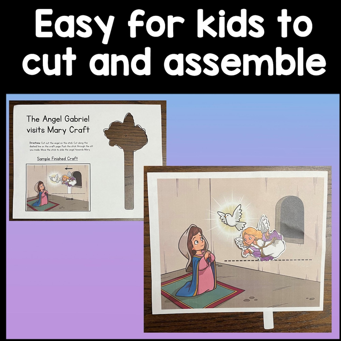 The Angel Gabriel Visits Mary Craft for Kids {color and B/W} Sunday ...