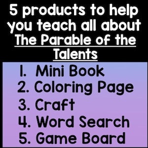 The Parable of the Talents Activities! {craft, Coloring Page, Word ...