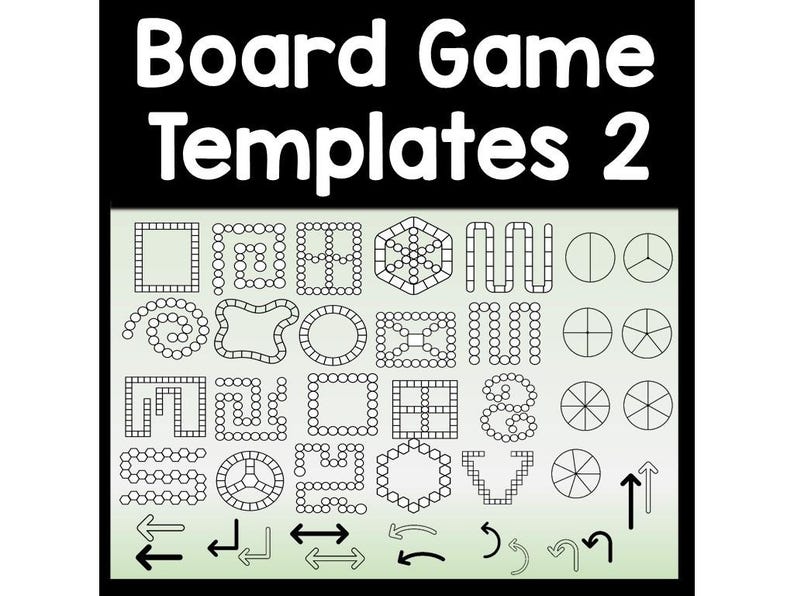 Blank Board Game SVG Clipart Templates 2 + Spinners & Arrows {20 Game ...