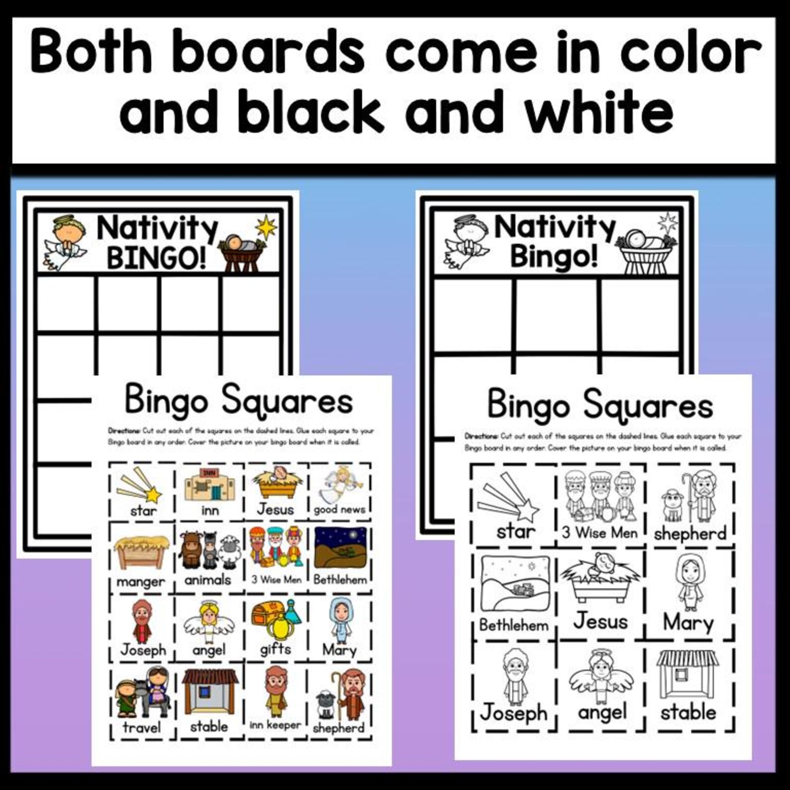 Nativity Bingo for Kids {3x3 and 4x4 Bingo Cards!} Christian Christmas ...