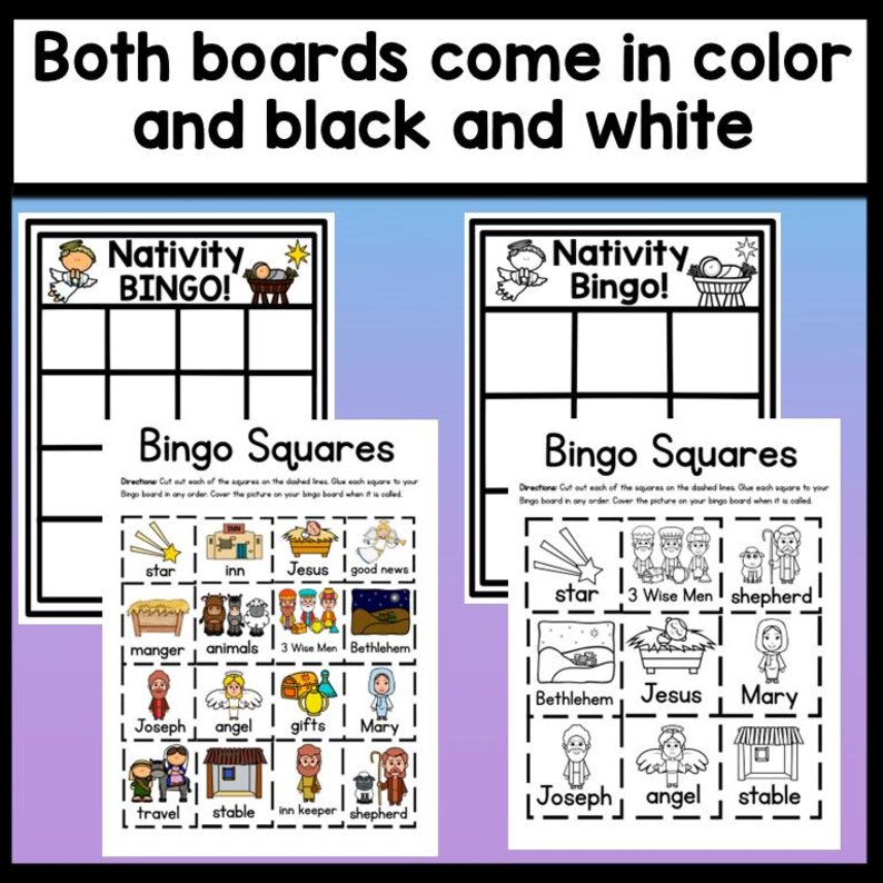Nativity Bingo for Kids {3x3 and 4x4 Bingo Cards!} Christian Christmas ...