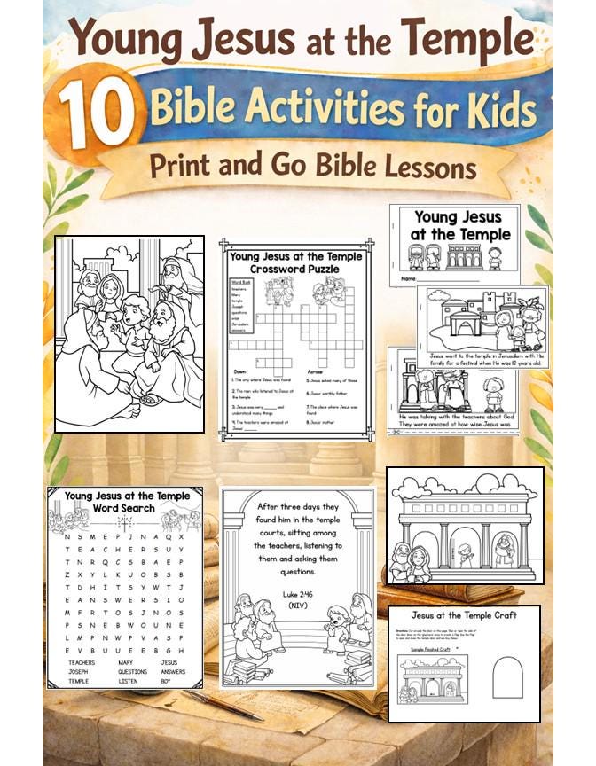 Young Jesus in the Temple Sunday School Kid Activities {10 Products ...