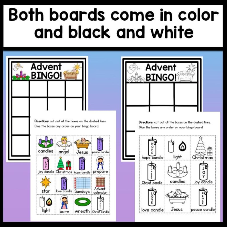 Advent Bingo Game {2 Bingo Boards - 3x3 and 4x4!} Religious Christmas ...