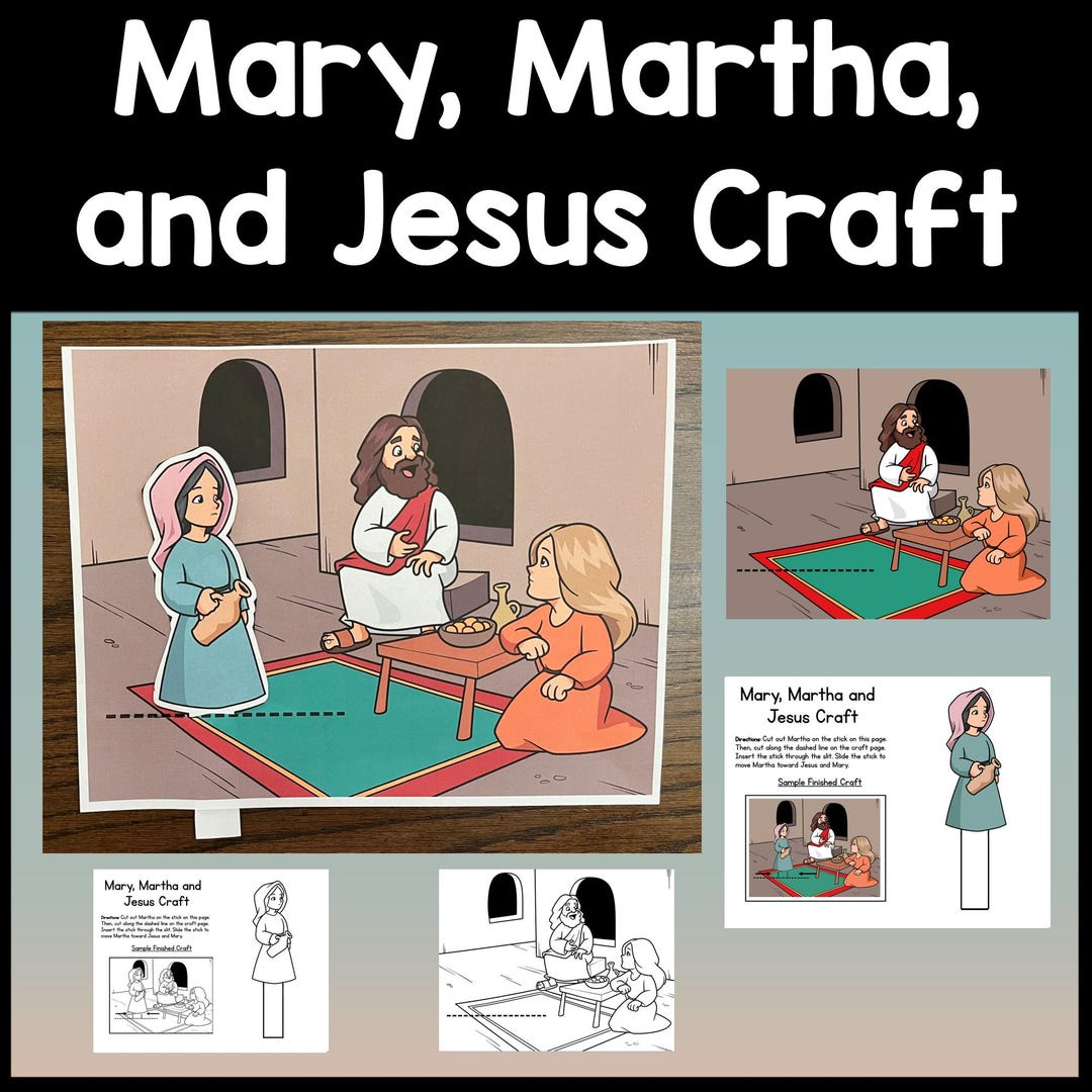 Jesus, Mary, and Martha Craft for Kids {color and B/W} Sunday School ...