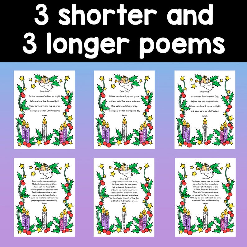 Advent Prayers for Kids {6 Easy to Read Poems in Color and Black and ...