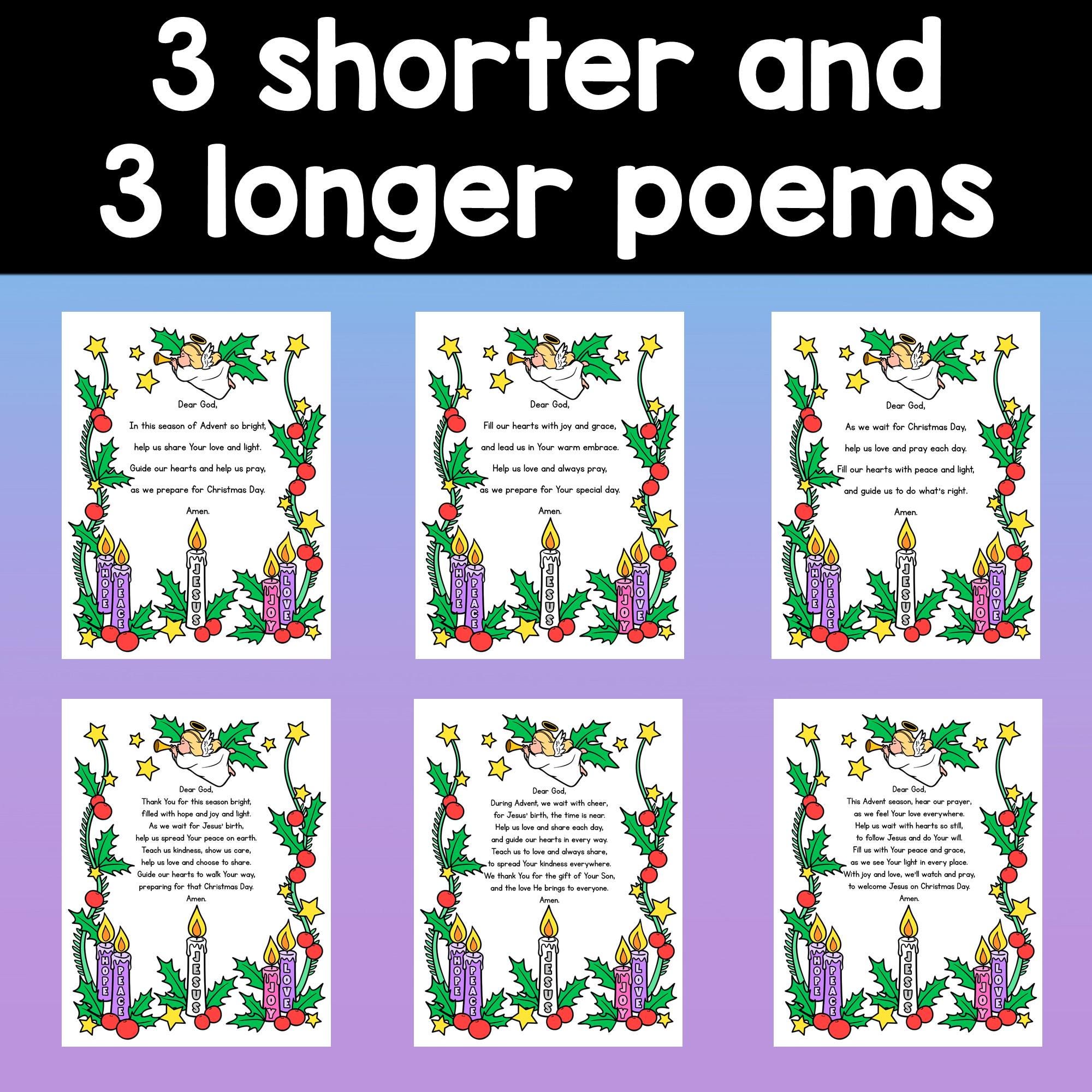 Advent Prayers for Kids {6 Easy to Read Poems in Color and Black and ...