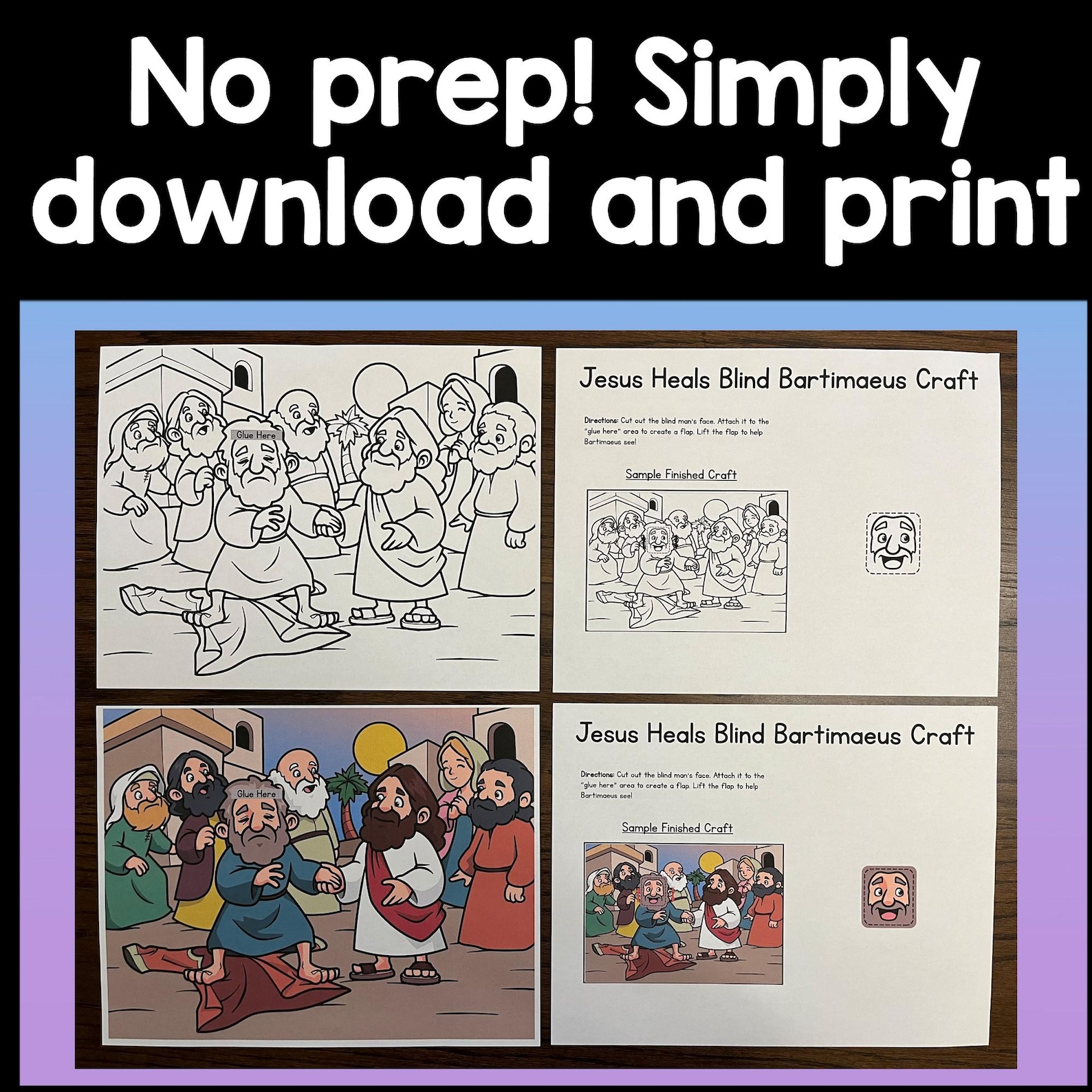 Jesus Heals Blind Bartimaeus Blind Man Craft {color and B/W} Jesus ...