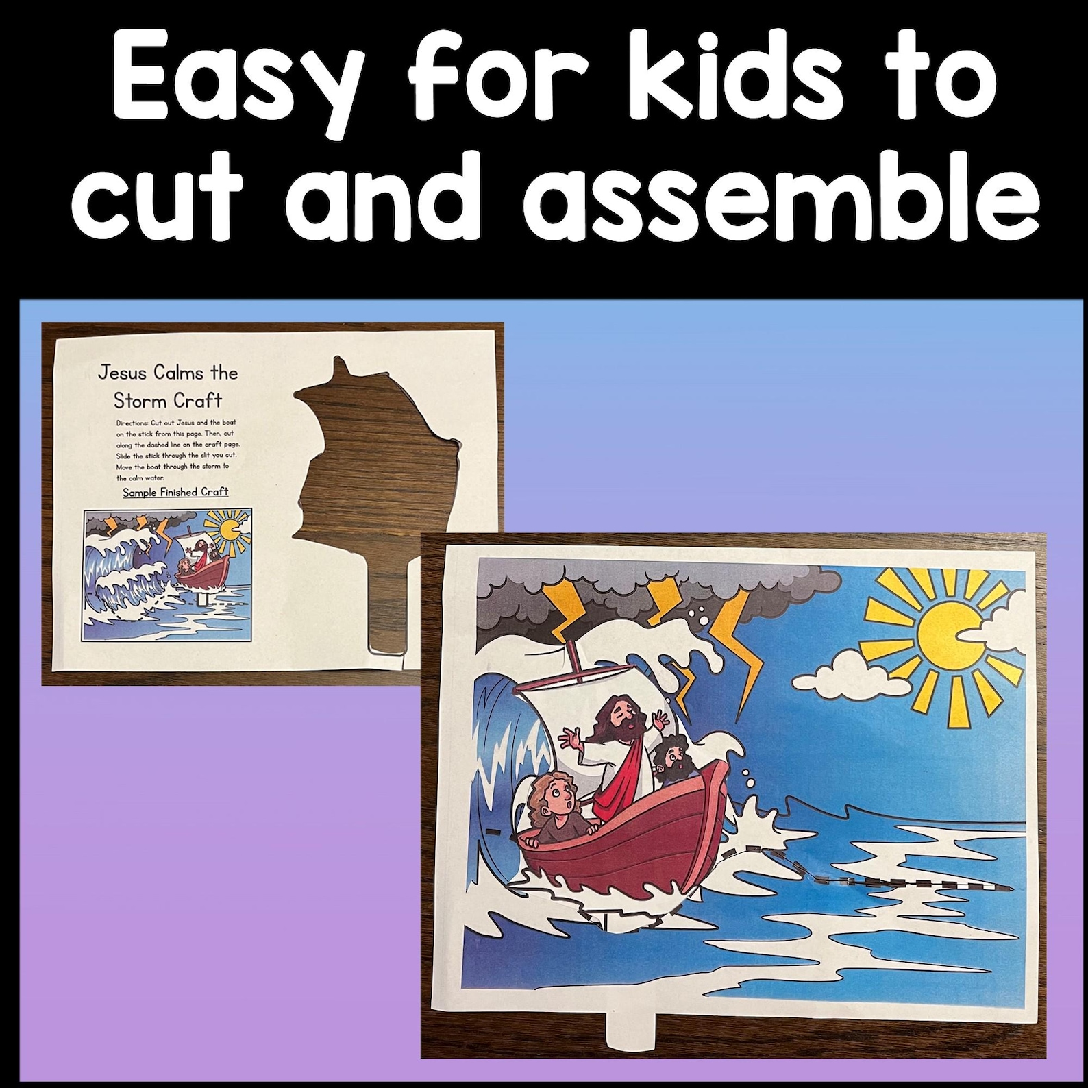 Jesus Calms the Storm Craft {color and B/W} Sunday School Craft | Jesus ...