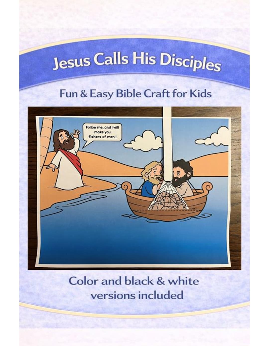 Jesus Calls His Fishers of Men Sunday School Bible Craft {color and B/W ...