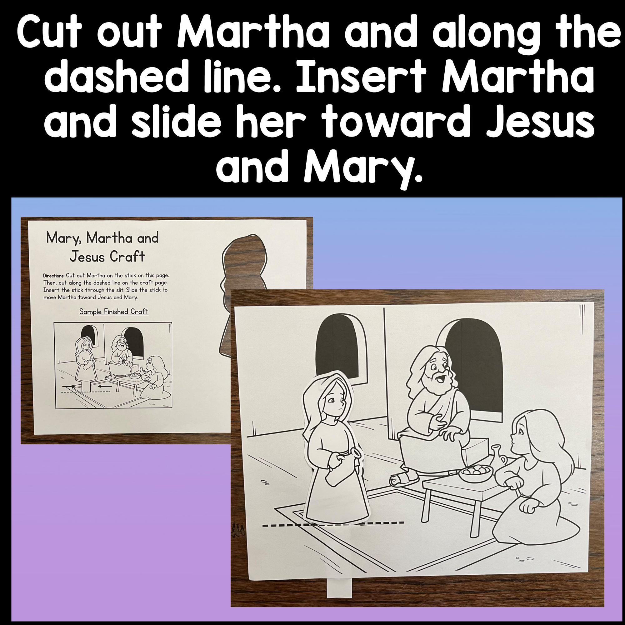 Jesus, Mary, and Martha Craft for Kids {color and B/W} Sunday School ...