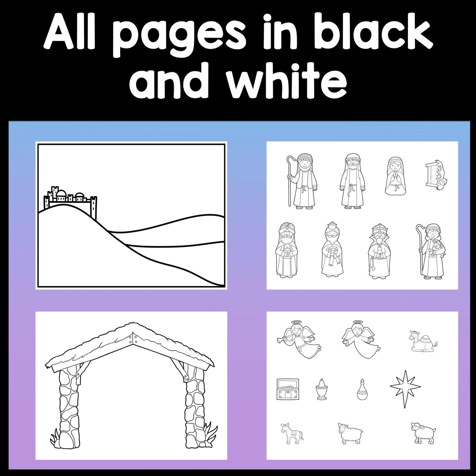 Nativity Craft for Kids {easy and No Prep Craft in Color and B/W ...