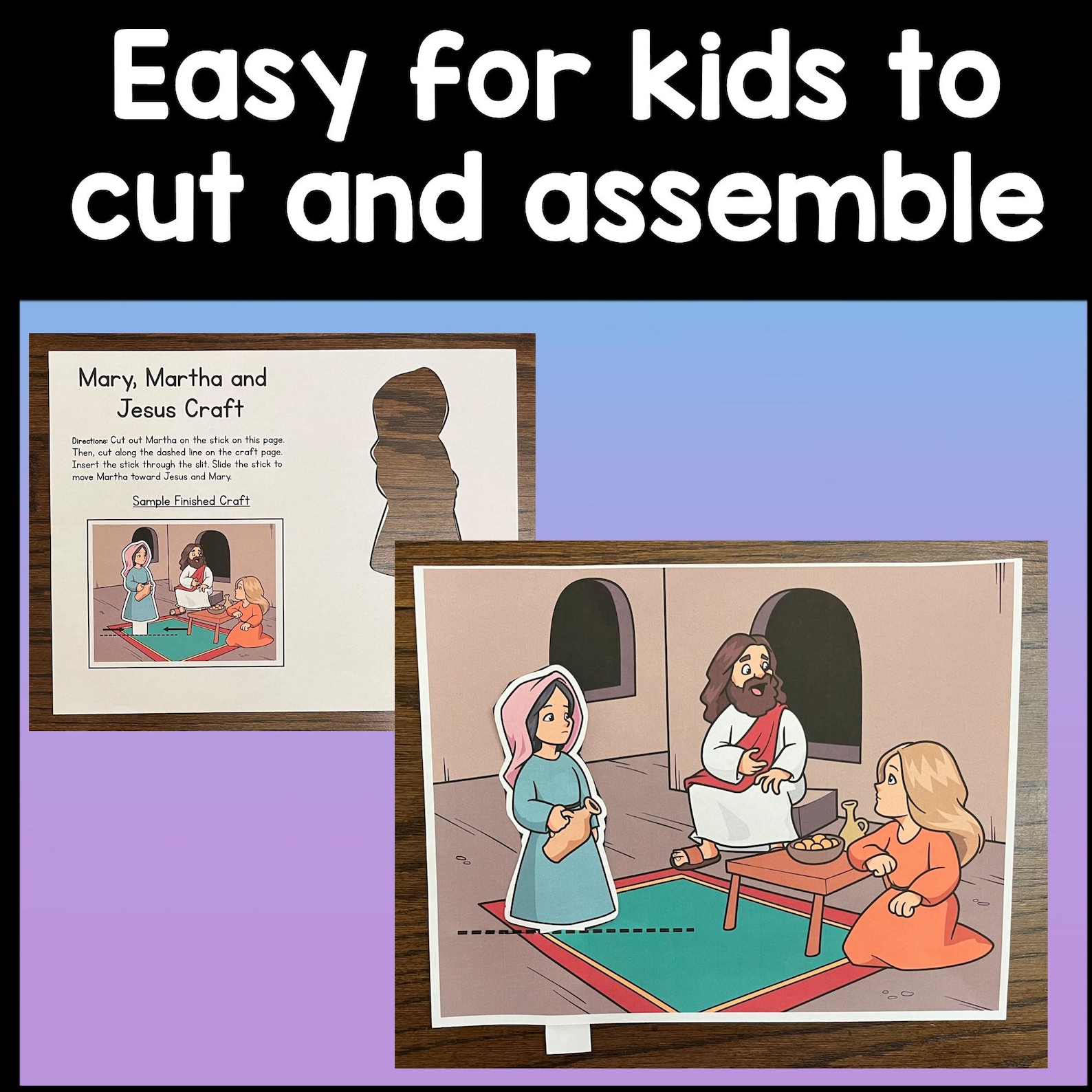 Jesus, Mary, and Martha Craft for Kids {color and B/W} Sunday School ...