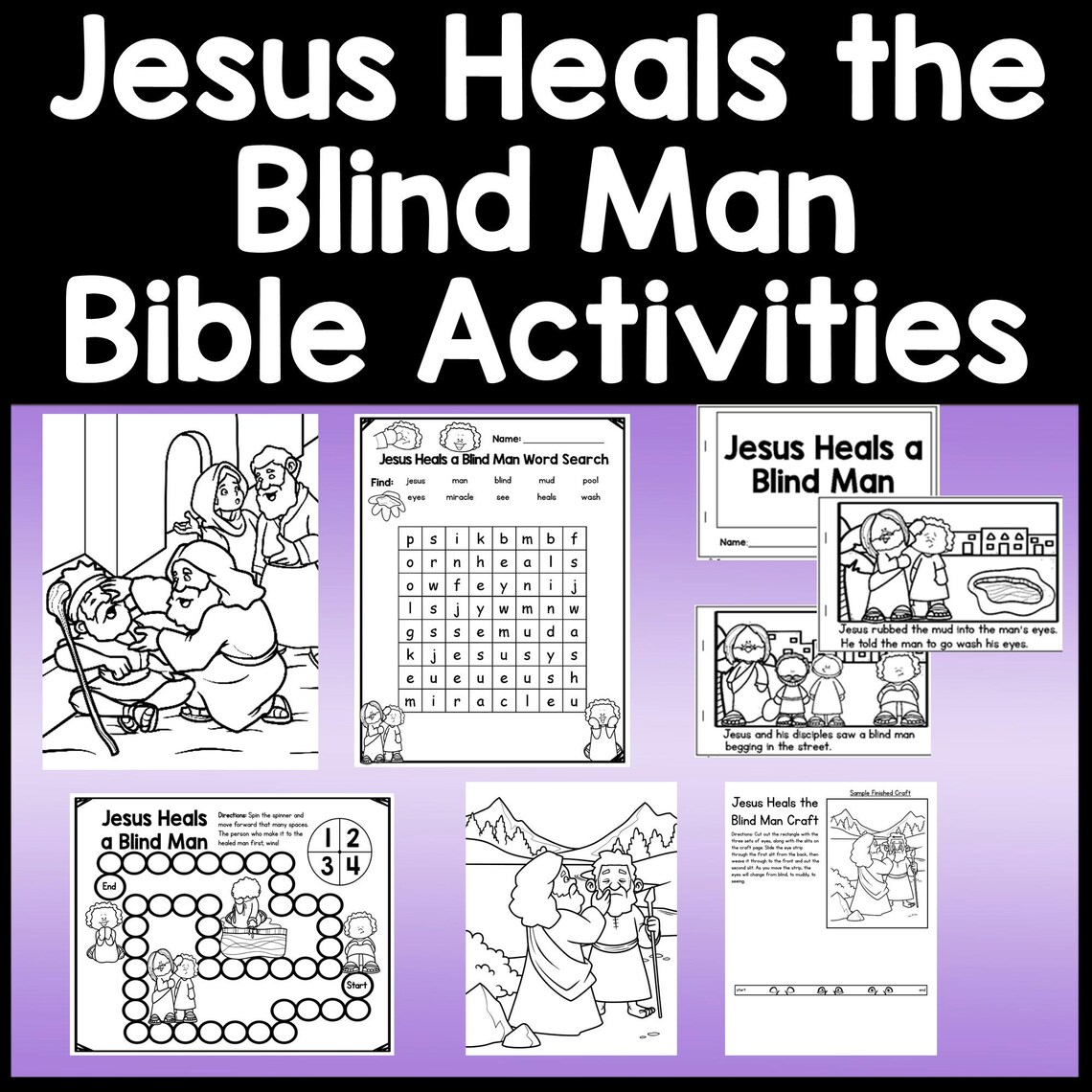 Jesus Heals a Blind Man Activities {craft, Coloring Page, Story Book ...