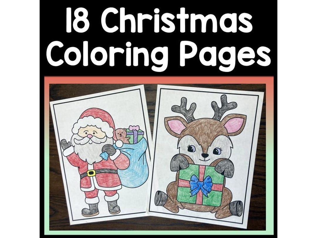 Christmas Coloring Pages for Kids 18 Hand Drawn Sheets PDF Printables ...