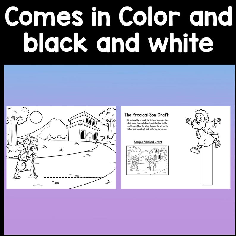 The Parable of the Prodigal Son Craft for Kids {comes in Color and B/W ...