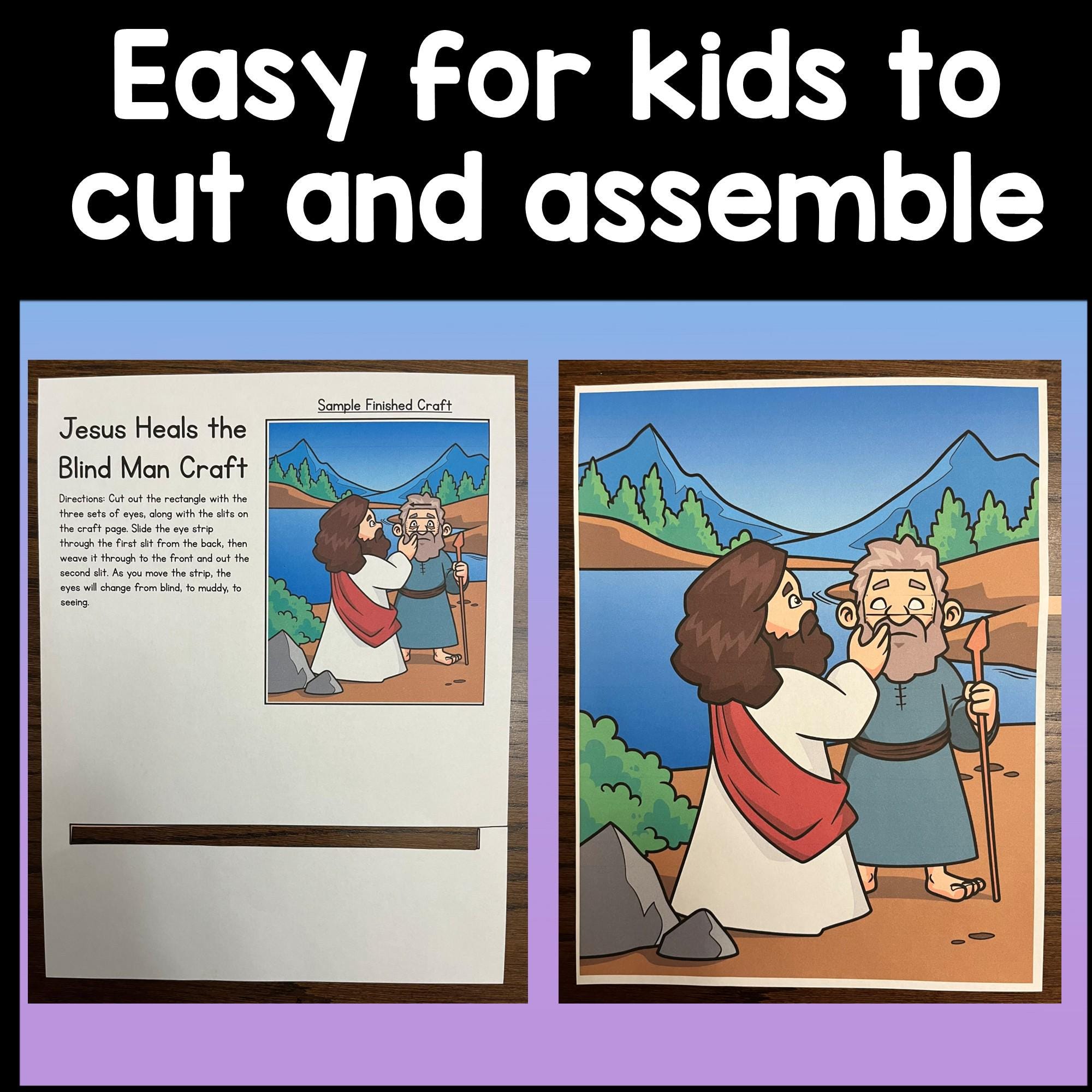 Jesus Heals Blind Man Blind Man Craft {color and B/W} Preschool Craft ...