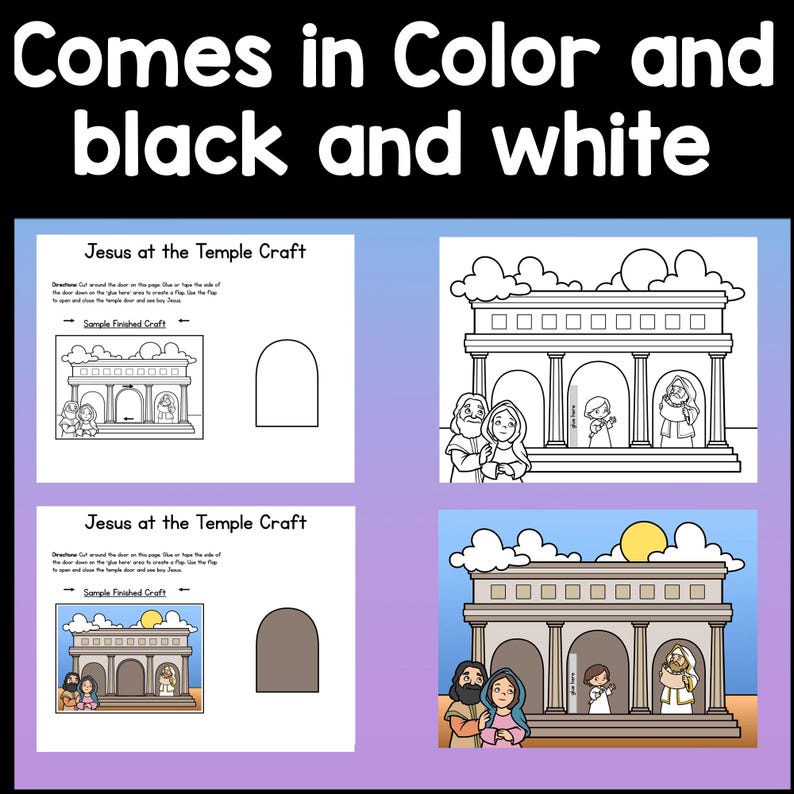 Young Jesus in the Temple Craft {color and B/W!} Sunday School Craft ...