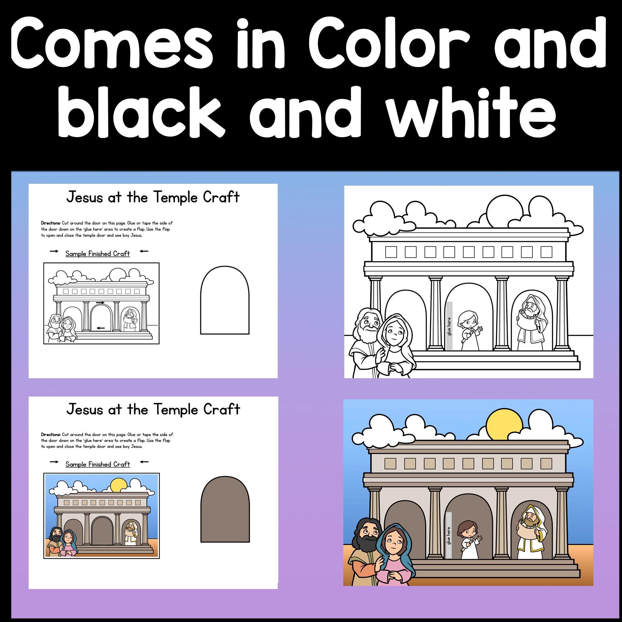 Young Jesus in the Temple Craft {color and B/W!} Sunday School Craft ...