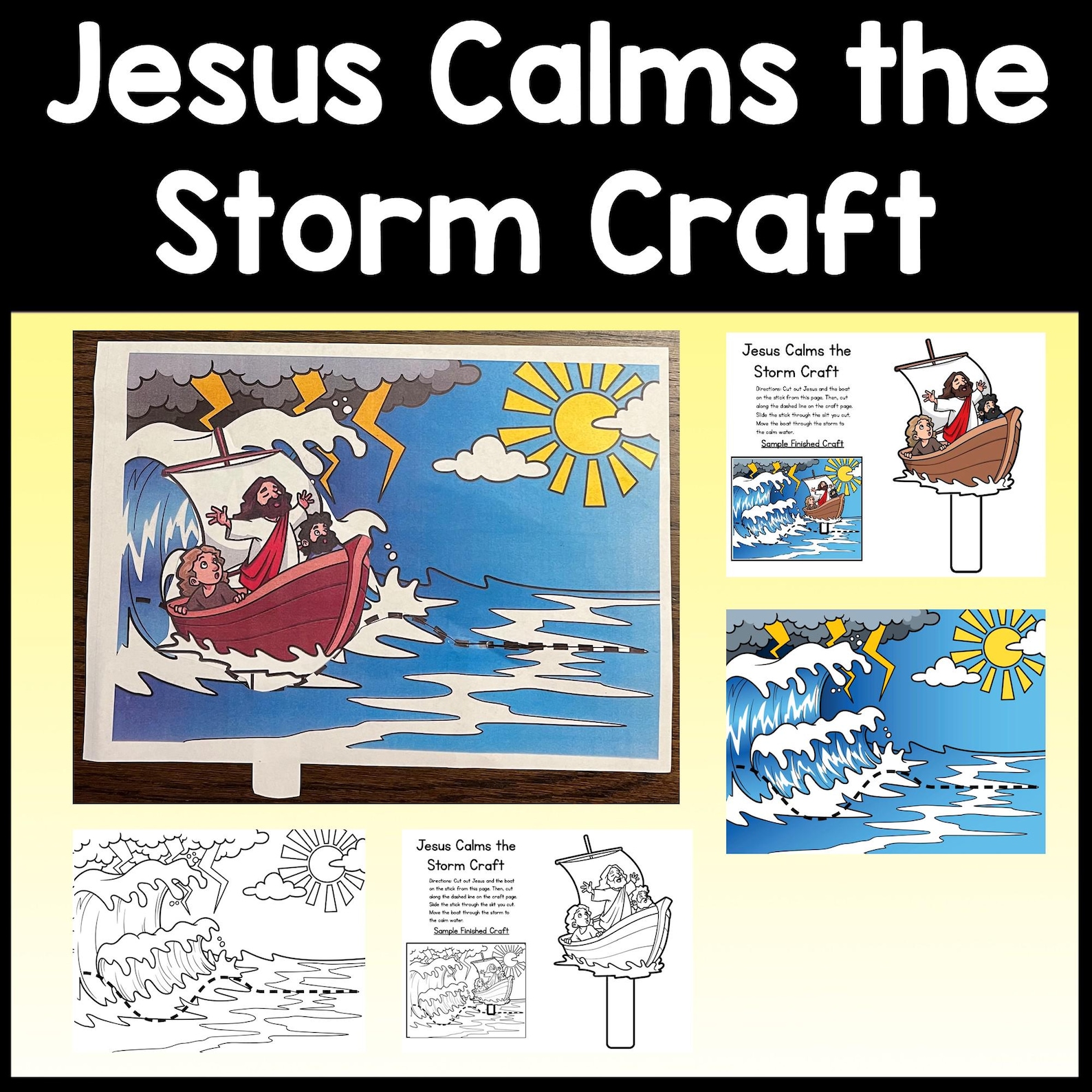 Jesus Calms the Storm Craft {color and B/W} Sunday School Craft | Jesus ...