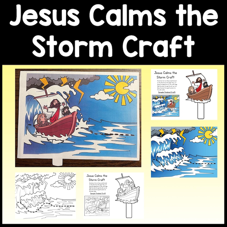 Jesus Calms the Storm Craft {color and B/W} Sunday School Craft | Jesus ...