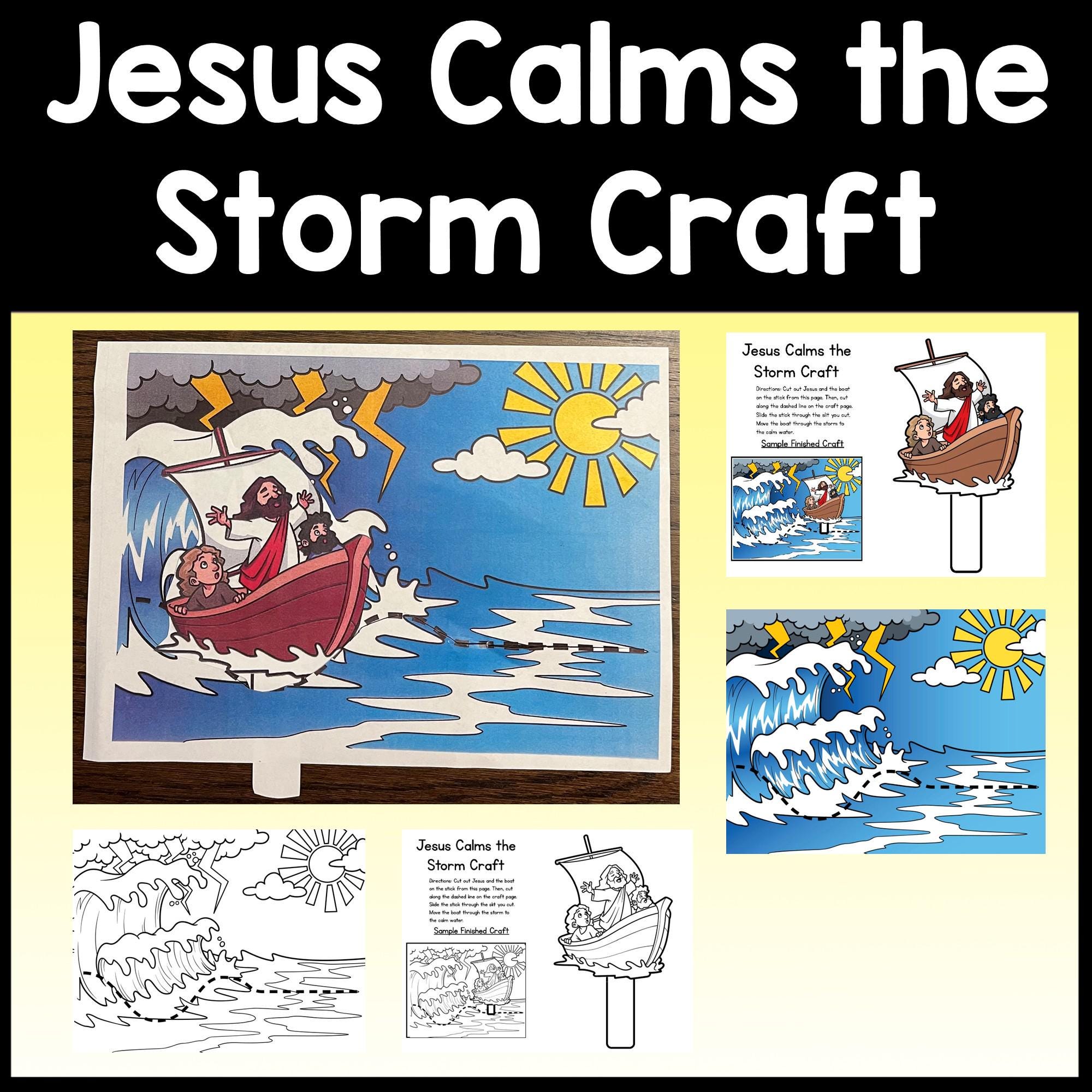 Jesus Calms the Storm Craft {color and B/W} Sunday School Craft | Jesus ...