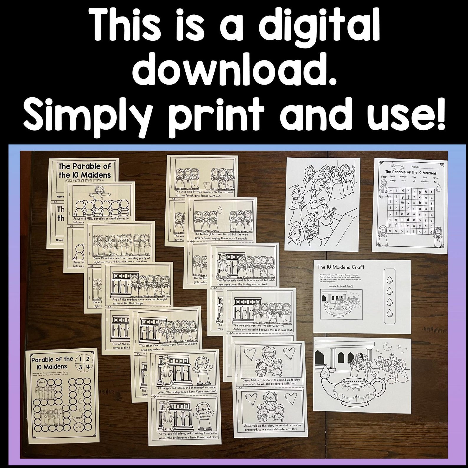 The Parable of the 10 Maidens or Virgins Activities! {craft, Coloring ...