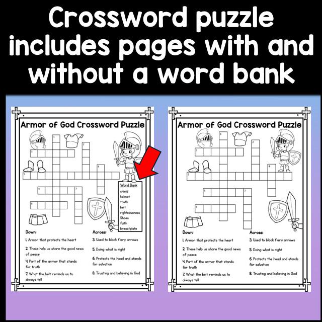 Armor of God Word Search & Crossword for Kids | Bible Story Printable ...