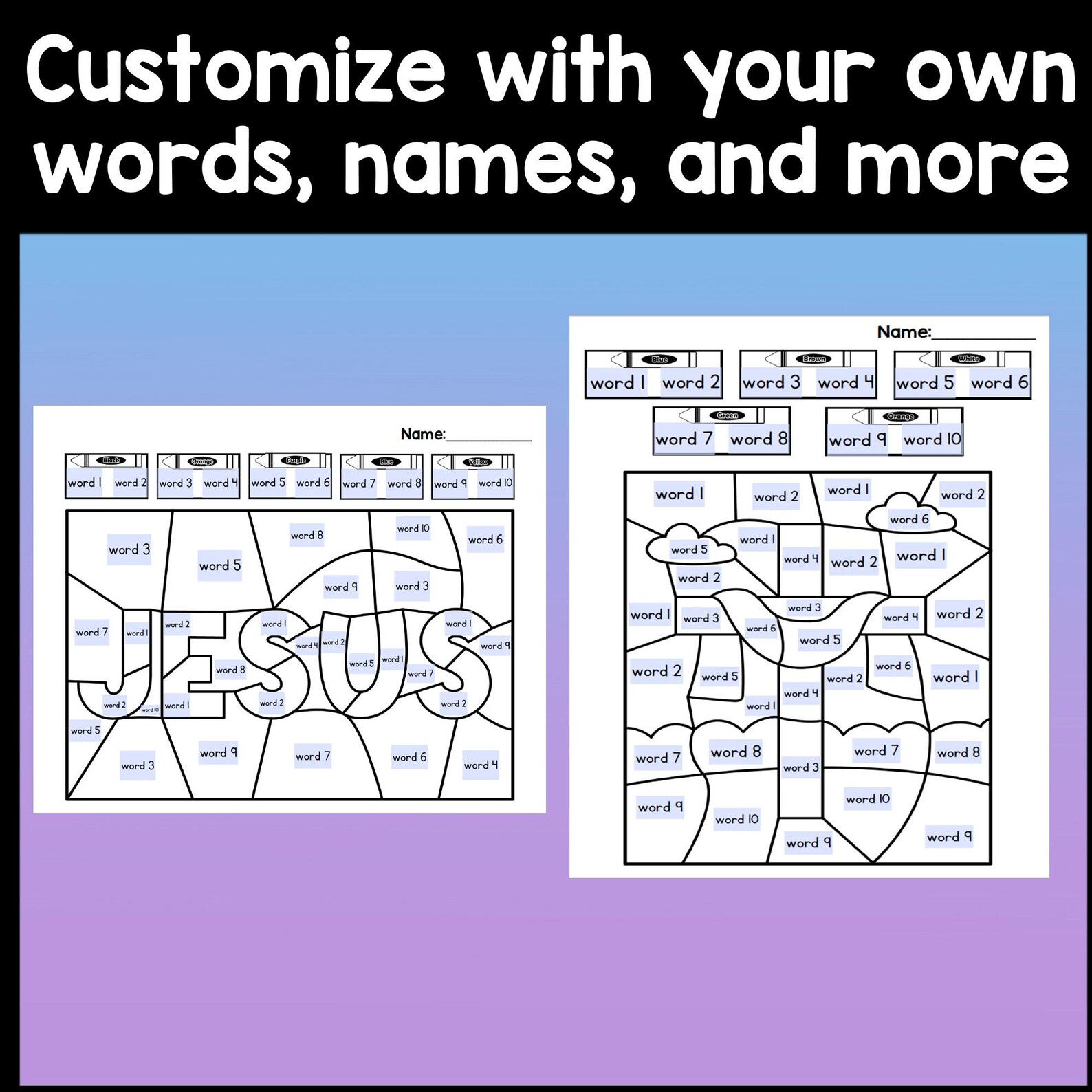 Christian Color by Number 6 Pages {editable!} | Religious Easter ...