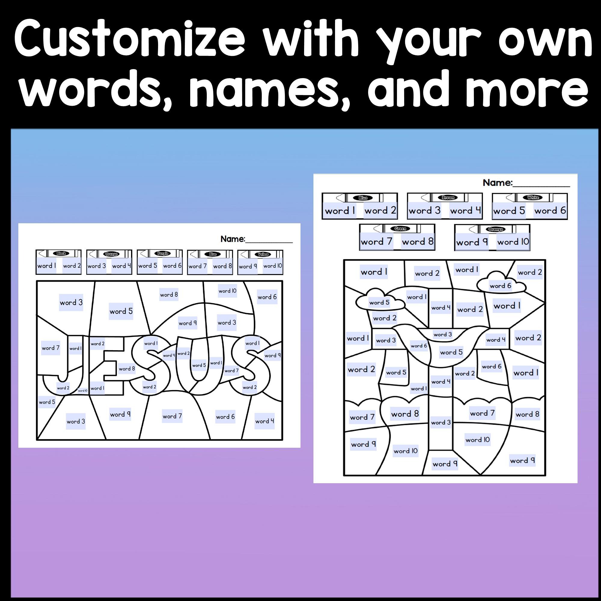 Christian Color by Number 6 Pages {editable!} | Religious Easter ...