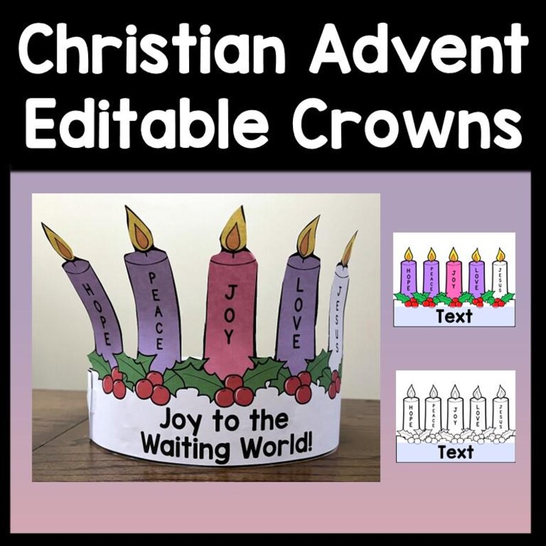 Advent Wreath Crowns With Candles Craft -editable! {6 Designs in Color ...