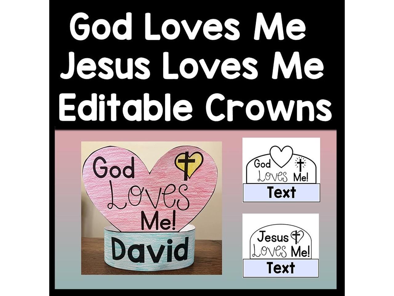 God Loves Me & Jesus Loves Me Religious Crowns | Christian Valentine's ...
