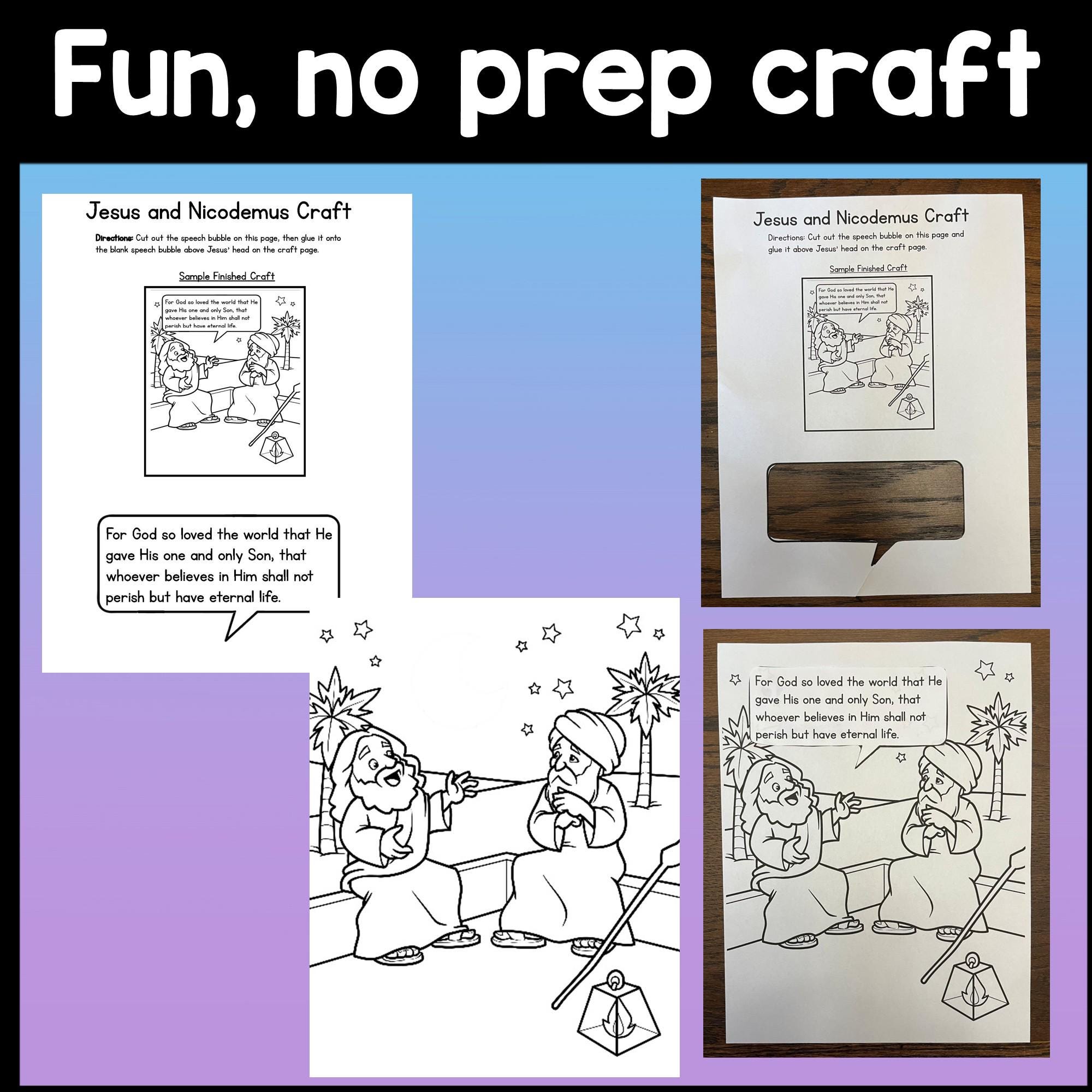 Jesus and Nicodemus Activities {craft, Coloring Page} | John 3:16 | for ...