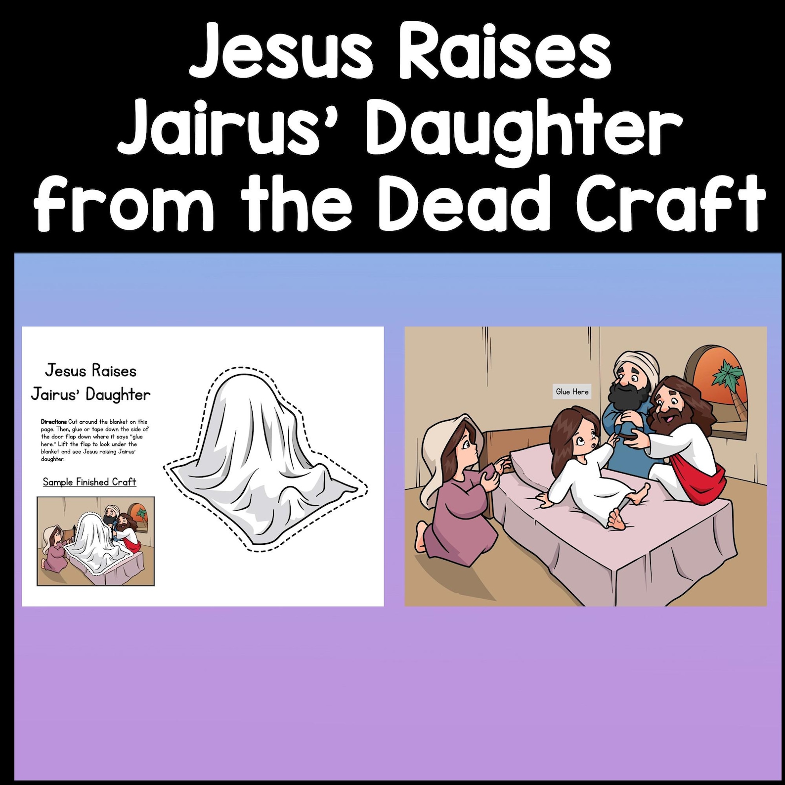 Jesus Raises Jairus' Daughter Craft {color and B/W!} Bible Story Craft ...