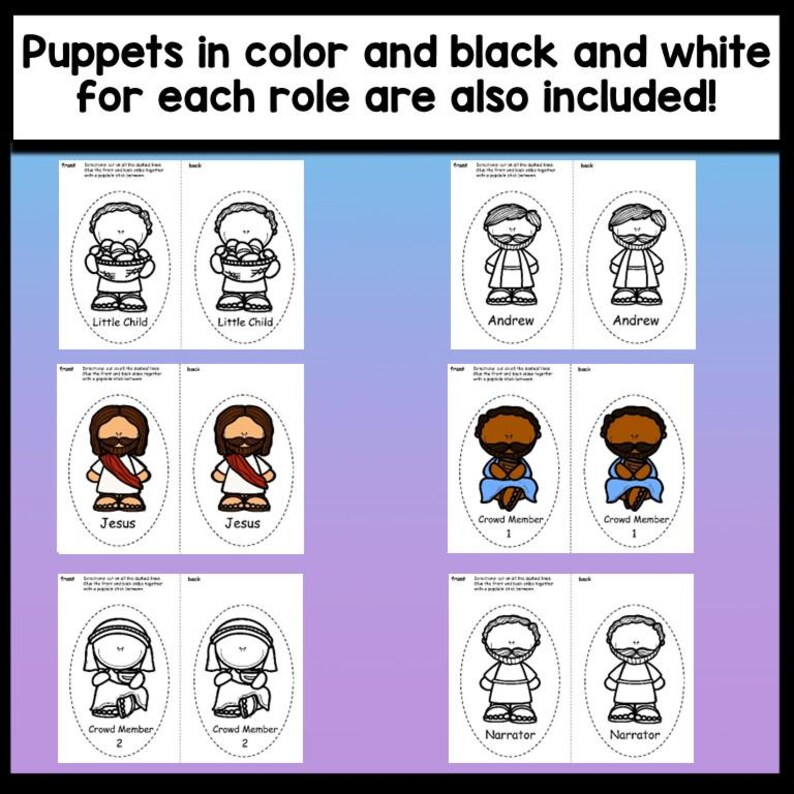 Jesus Feeds 5000 Reader's Theater skit and Puppets for 5-9 Speaking ...