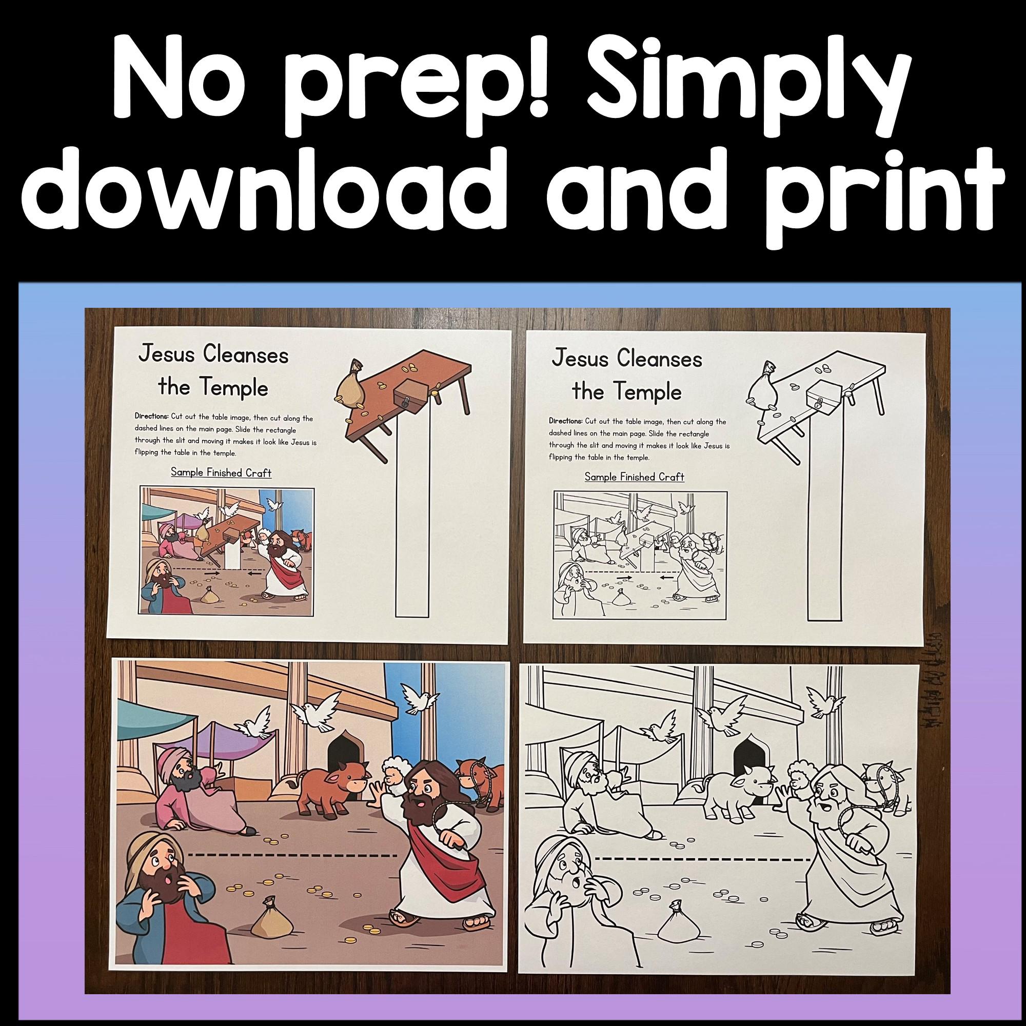 Jesus Cleanses the Temple Craft {color and B/W} | Kids Bible Activity ...