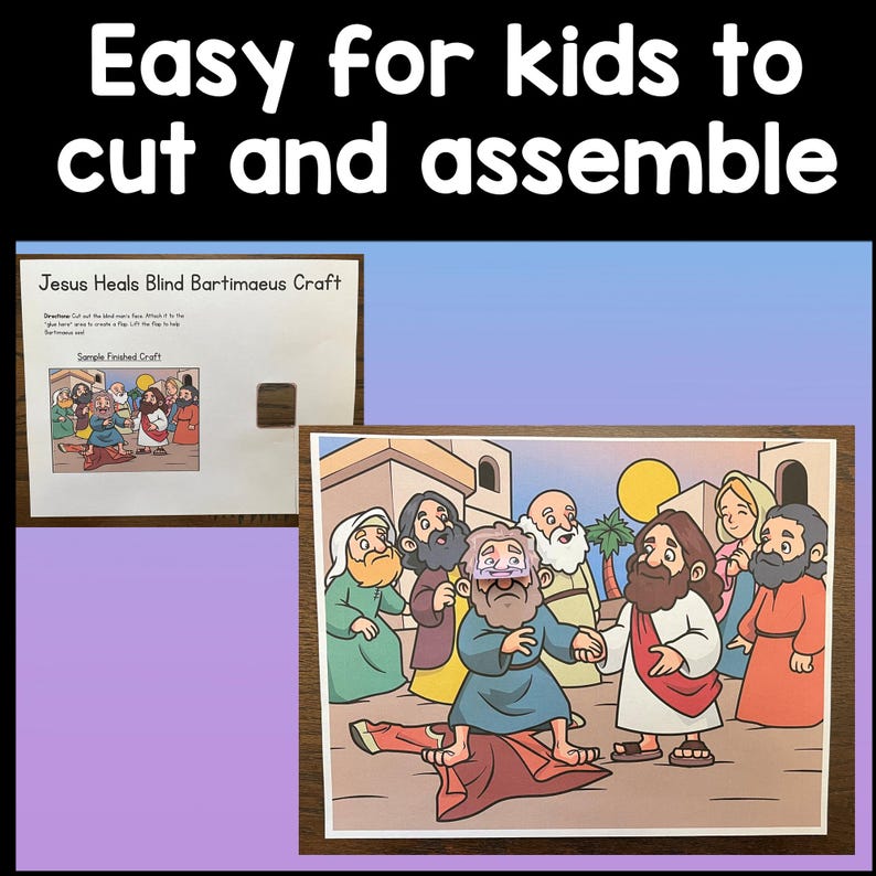 Jesus Heals Blind Bartimaeus Blind Man Craft {color and B/W} Jesus ...