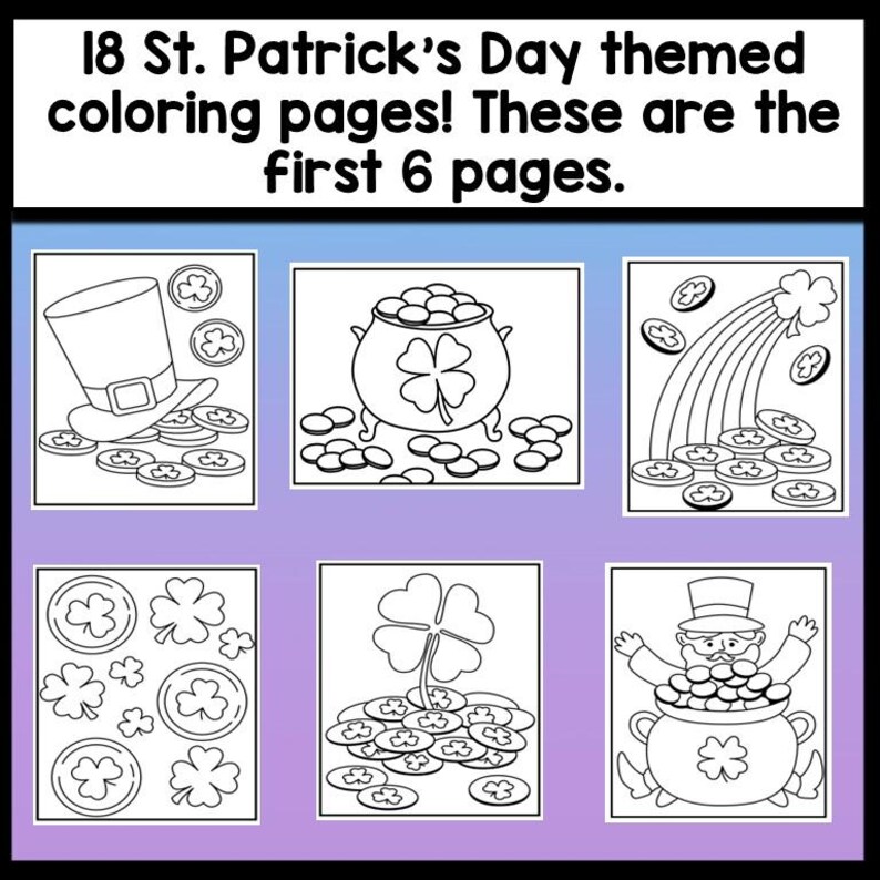 St. Patrick's Day Coloring Pages for Kids 18 Hand Drawn Sheetspdf ...