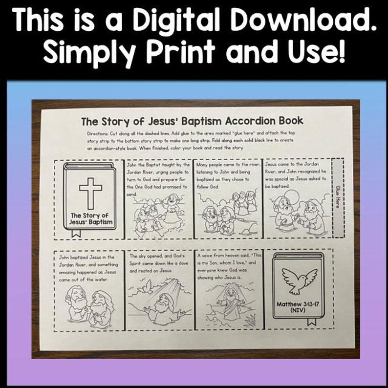 Baptism of Jesus Christian Bible Story Folding Book for Kids ...