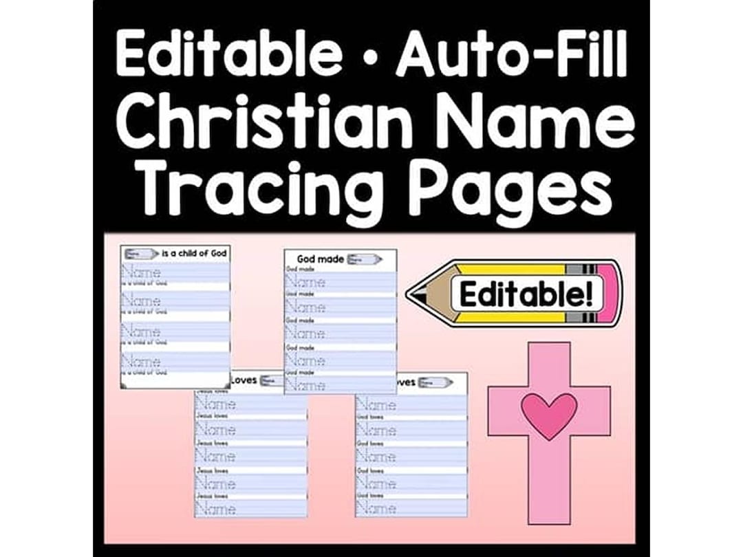 Christian Name Tracing {5 Different Editable Pages!} {religious Name ...