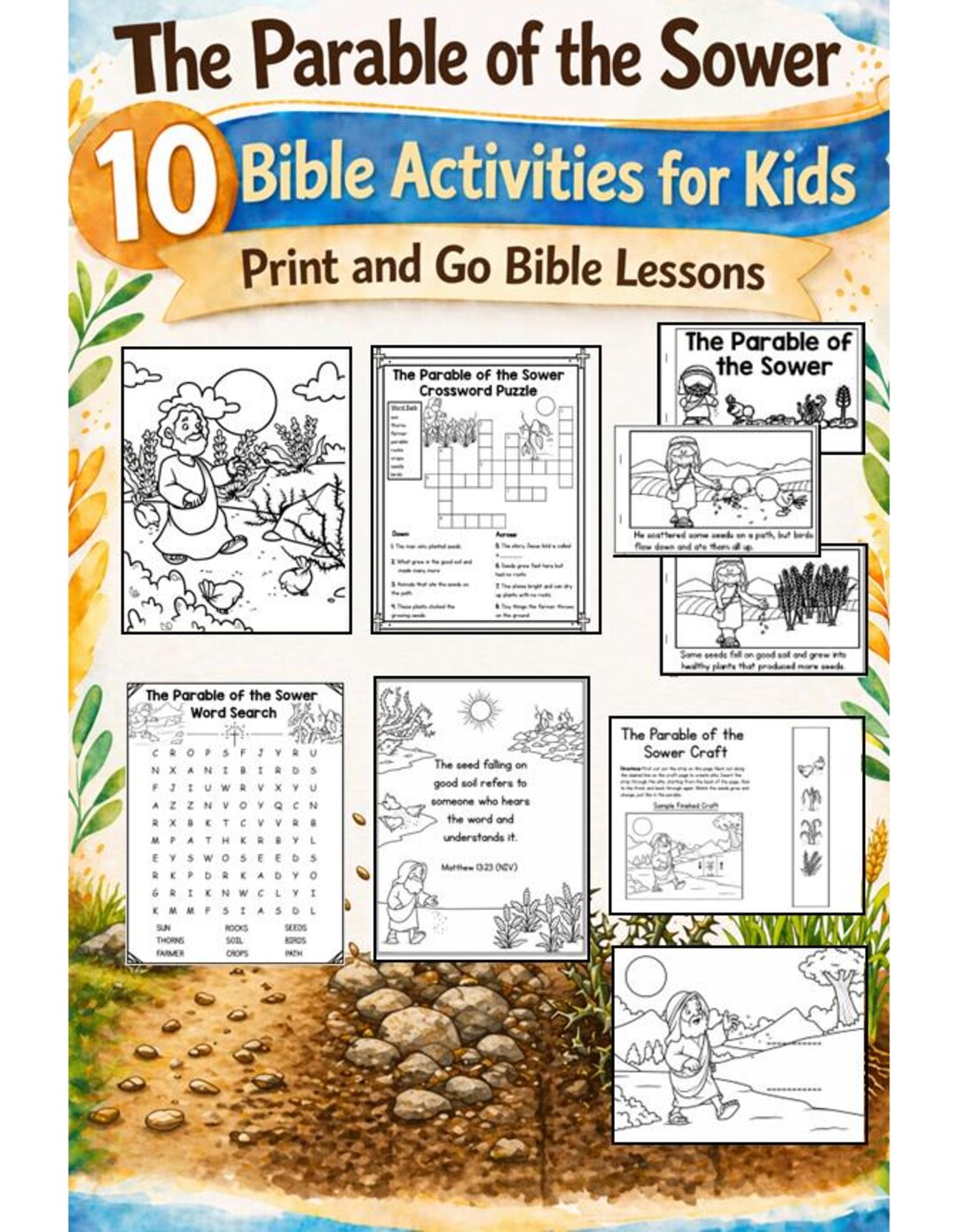 The Parable of the Sower Sunday School Kid Activities {10 Products ...
