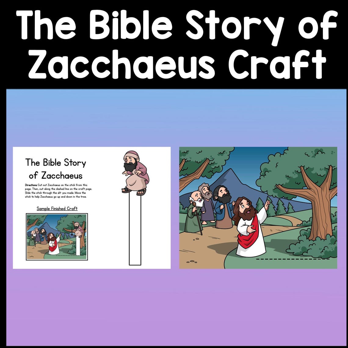 Jesus and Zacchaeus Craft {color and B/W} Christian Kid Craft | Church ...