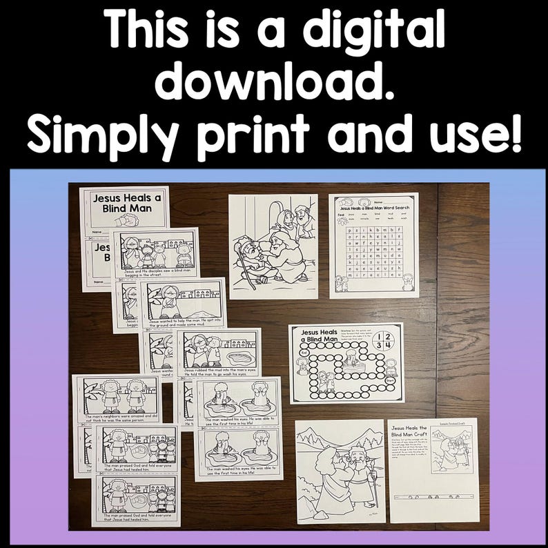 Jesus Heals a Blind Man Activities {craft, Coloring Page, Story Book ...