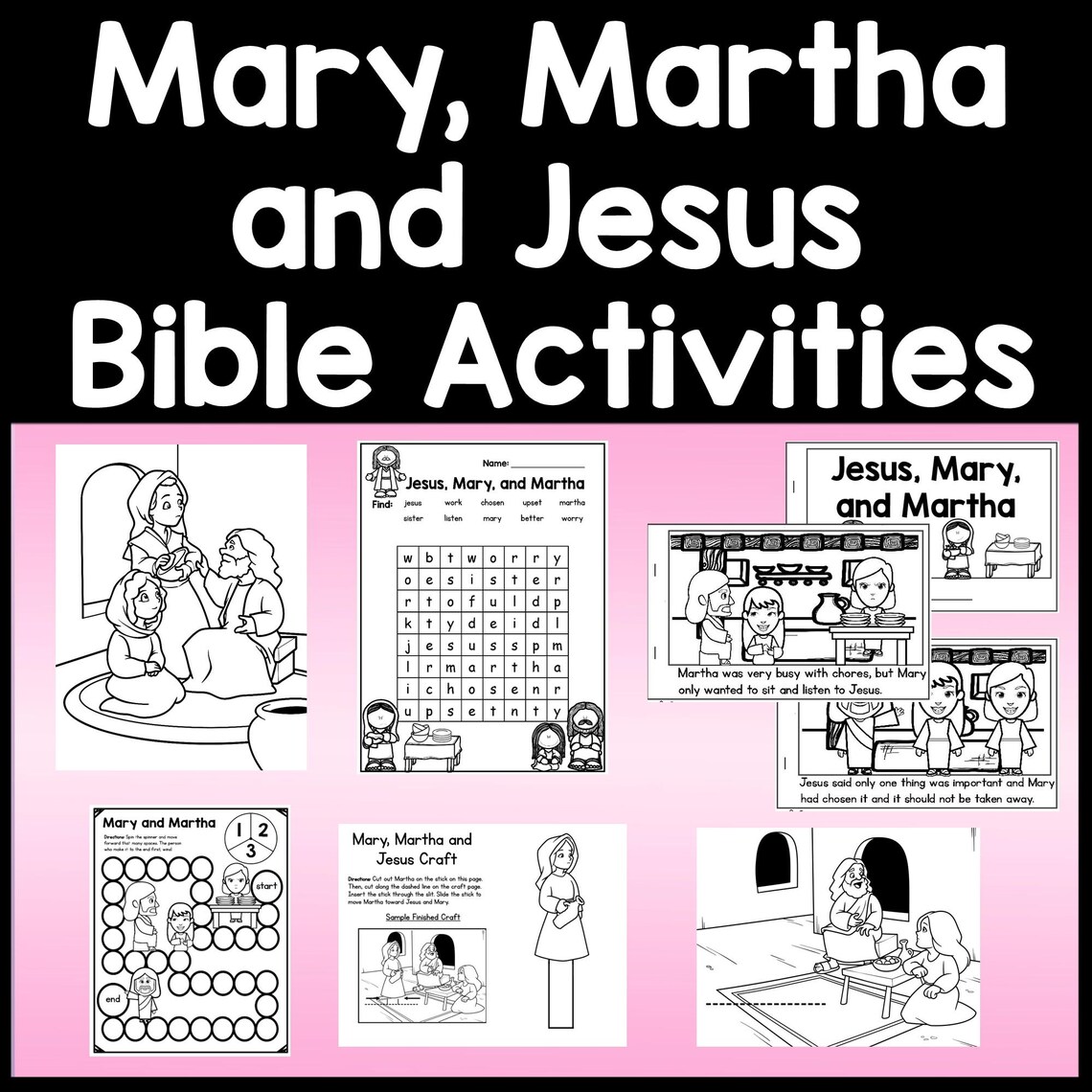 Mary and Martha With Jesus Activities {craft, Coloring Page!} Sunday ...